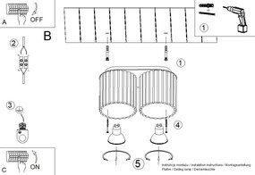 Stropní svítidlo Aura, 2x okrově červené hliníkové stínítko, (10 cm)