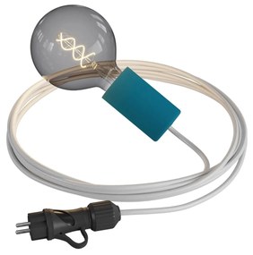 creative cables EIVA snake elegant, přenosná venkovní lampa, 5 m textilní kabel, voděodolná objímka IP65 a zástrčka Barva: Petrolejová
