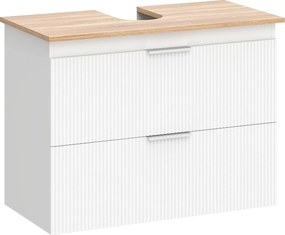 HOMCOM spodní skříňka pod umyvadlo s 2 velkými zásuvkami, dvoubarevná, vhodná pro sloupkové i nábytkové umyvadlo, 80 × 40 × 60 cm, bílá a přírodní | A