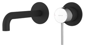 Sapho Sapho, ULTRAMIX 2-prvková podomítková umyvadlová baterie, hubice 20cm, černá mat/chrom, UT018BC