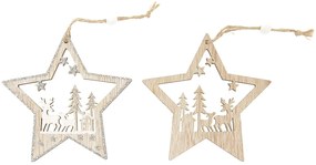 Hvězdička AC3003 vánoční dřevěná dekorace na zavěšení 2ks v balení