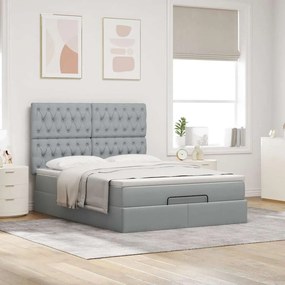 Osmanský rám postele s matrací světle šedá 140x190cm textil 3314086
