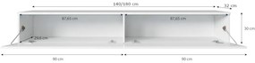 TV stolek CERIEE 180 - bílá / bílá lesklá