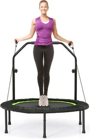 Costway Mini trampolína Ø101 cm s výškově nastavitelným madlem a 2 odporovými