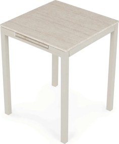 Jídelní stůl rozkládací ALMIO - travertin / béžové kovové nohy