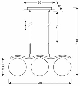 Lustr na lanku LUMOS 3xG9/20W/230V kouřová černá