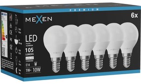 Mexen Nova 6x LED žárovka E14, G45, 1W, Neutrální - 4000K, 105 lm - L101-E14-0140-01x06