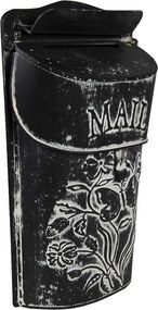 Černá antik poštovní schránka s květy a motýlem Mail - 22*37*33 cm