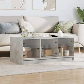 Konferenční stolek skleněná dvířka betonově šedý 102x50x42 cm - Default Title