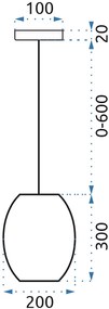 Toolight - Skleněná závěsná lampa APP565-1CP 1xE27 60W, zlatá, OSW-08752