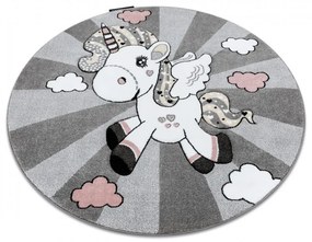 Dywany Łuszczów, Dětský kusový koberec Petit Unicorn grey kruh, 160x160 (průměr) kruh, šedá, dětský pokoj