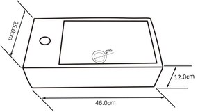 BPS-koupelny Keramické umyvadlo na desku HYD-LY-WH-460 25x46 cm, bílé