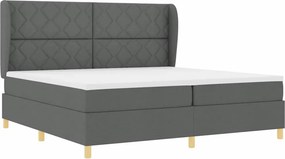 Postel s boxspringem s čelo Tmavě šedá 200 x 200 cm textil 3340838