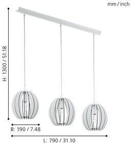 Eglo 94444 - Lustr COSSANO 3xE14/40W/230V
