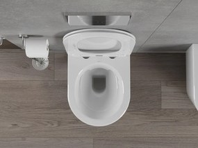 Mexen Rico Rimless mísa závěsná se sedátkem volně-padajícím SLIM, 48 x 35 cm, bílá, 30720400