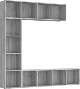 vidaXL 3dílná TV skříňka a knihovna 180 x 30 x 180 cm [3152714] Barva: bílá s vysokým leskem