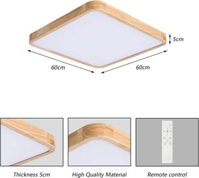 BRILAGI - LED Stmív. svítidlo WOODLINE SQUARE LED/80W/230V dub 60x60 cm + DO