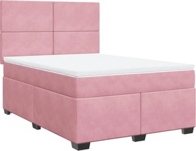 Box spring postel s matrací růžová 140x190 cm samet 3290905