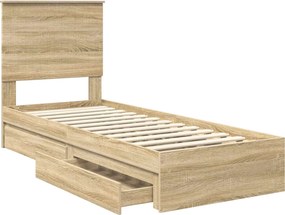 Postel s úložným prostorem se zásuvkou Sonoma dub 75 x 190 cm 3411259