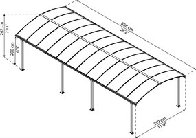 Palram Arcadia 8500 - hliníkový (montovaný) přístřešek s obloukovou střechou