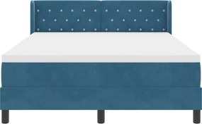 Postel s boxspringem s čelo Tmavě modrá 200 x 160 cm samet 3341424