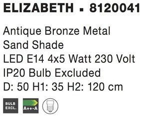 Nova Luce Závěsné svítidlo ELIZABETH závěsné svítidlo antický bronzový kov pískové stínidlo E14 4x5W