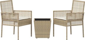 Zahradní bistro set 3 ks Béžová polyratan 3334959