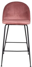 Sametová barová židle Louis růžová/černá