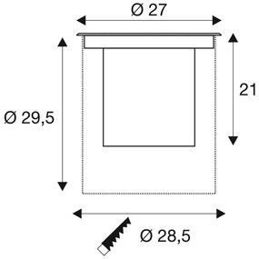 LA 1009170 DASAR® XL svítidlo do země, asymetrické, 3000K, 70°/40°, IP65/IP67, kulaté, nerezová ocel / černá - BIG WHITE (SLV)