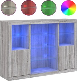 Příborníky s LED osvětlením 3 ks šedé sonoma kompozitní dřevo 3209133