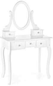 Toaletní stolek Sara s zrcadlem a židle, bílý