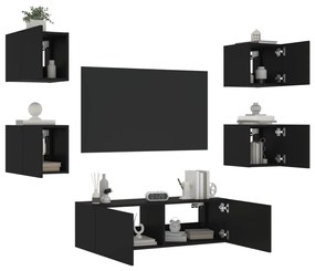 5dílná obývací stěna s LED osvětlením černá