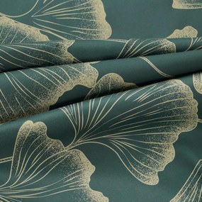 Goldea povlečení z bavlněného saténu - listy ginkgo na tmavě zeleném 200 x 200 a 2ks 70 x 90 cm