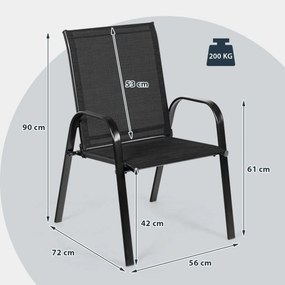 Costway Sada 2 zahradních židlí se zakřivenými područkami a vyztuženým – černý