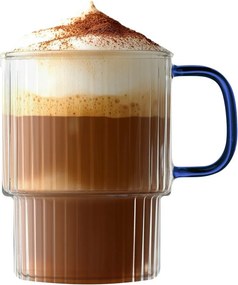 Modré skleněné hrnky v sadě 2 ks na cappuccino 350 ml Livio – Vialli Design
