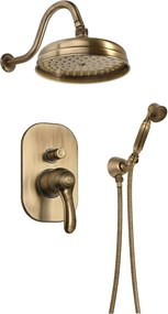 Sapho Kirké - Sprchový set s baterií pod omítku, s tělesem, průměr 20 cm, bronz KI42B-02