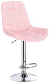 LuxuryForm DESIGN Barová židle PARIS VELUR na stříbrné kulaté podstavě - světle růžová