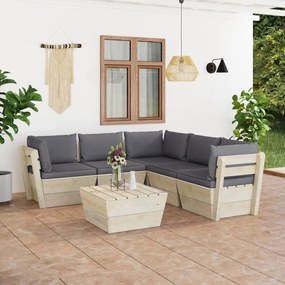 vidaXL 6dílná zahradní sedací souprava z palet + podušky smrkové dřevo [3063534] Barva: antracitová