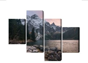 Vícedílný obraz Jezero A Les V Horách Nedostatek Nedostatek Přírodní plátno 240x150