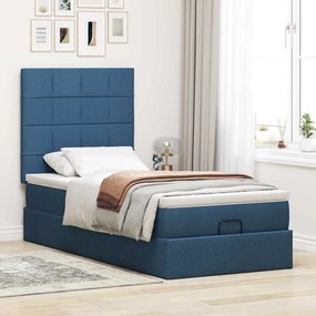 Osmanský rám postele s matrací modrá 90x190cm textil 3313125