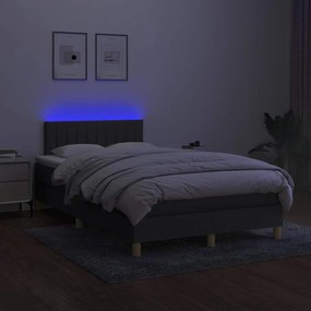 Box spring postel s matrací a LED tmavě šedá 120x200 cm textil 3133862