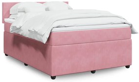 Box spring postel s matrací růžová 160x200 cm samet 3287781