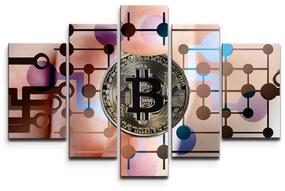 Sablio Obraz - 5-dílný Bitcoin - 125x90 cm