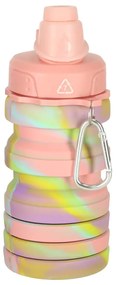 Creative Corner Láhev na vodu bidon silikonová skládací s rukojetí sportovní 500ml duhová
