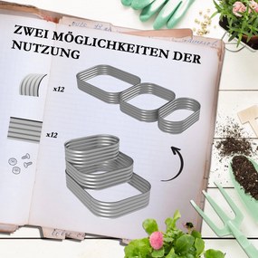 Outsunny Kovový Vyvýšený Zahradní Záhon, 3-Tier Kapacita, DIY Zahradní Box, Herbář s Bezpečnostními Okraji, Zeleninový Záhon pro Zahradu a Balkon, St…