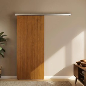 HOMCOM posuvné dveře 90 × 210 cm s kováním, hnědé