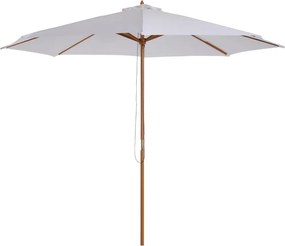 Slunečník Ø 300 cm, jedlové dřevo/bambus/polyester, UV a voděodolný, krémově bílý 01-0244