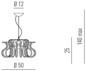 Metal Lux 234.150 Wave, závěsné křišťálové svítidlo, 6x40W G9, prům. 50cm