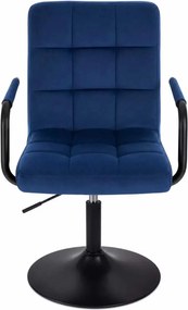 LuxuryForm DESIGN Otočná židle VERONA BLACK VELUR na černém talíři - modrá