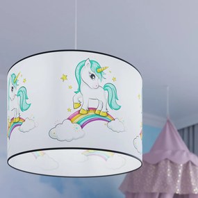 Dětské závěsné svítidlo Unicorn, 1x plastové stínítko se vzorem, (fi 30cm)